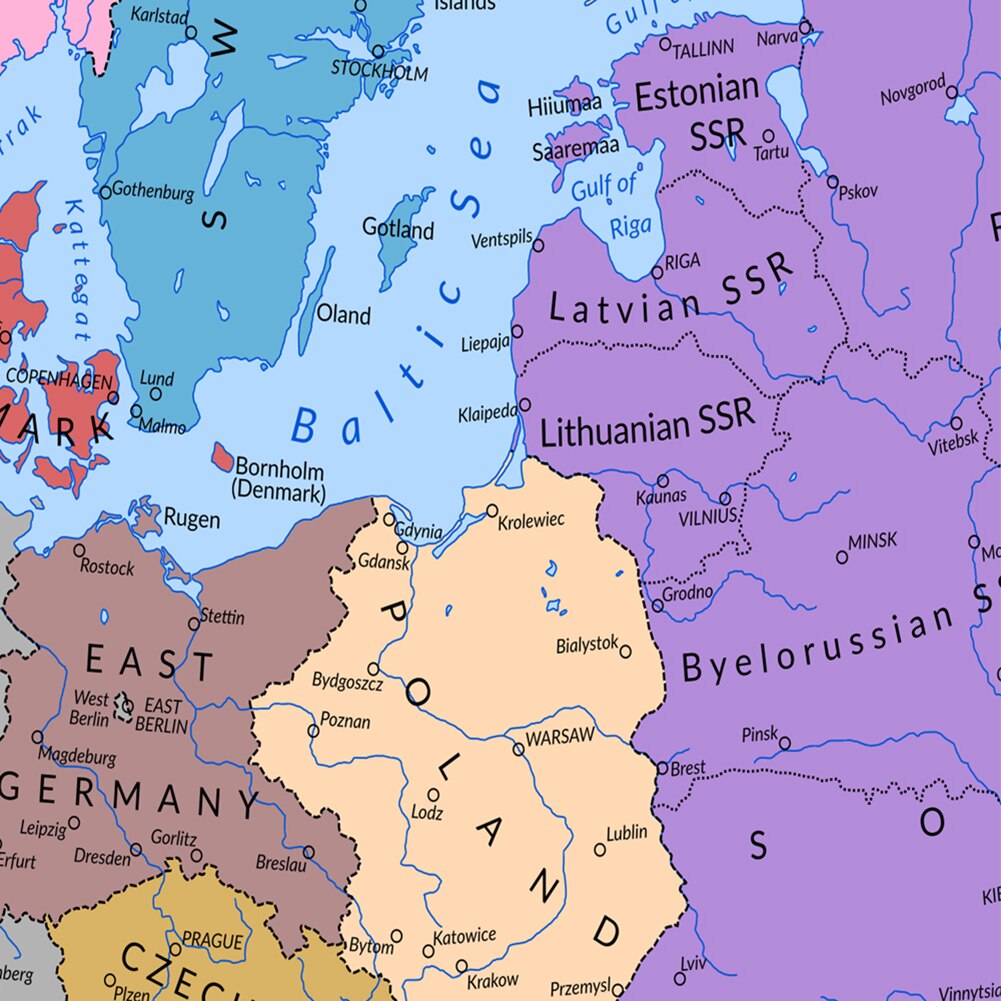 90*90 cm The Europe Retro Map In 1950 Wall Art Pos... – Vicedeal