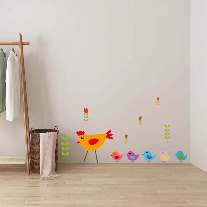 Chicken mother with chick Wall Sticker kids baby r... – Grandado