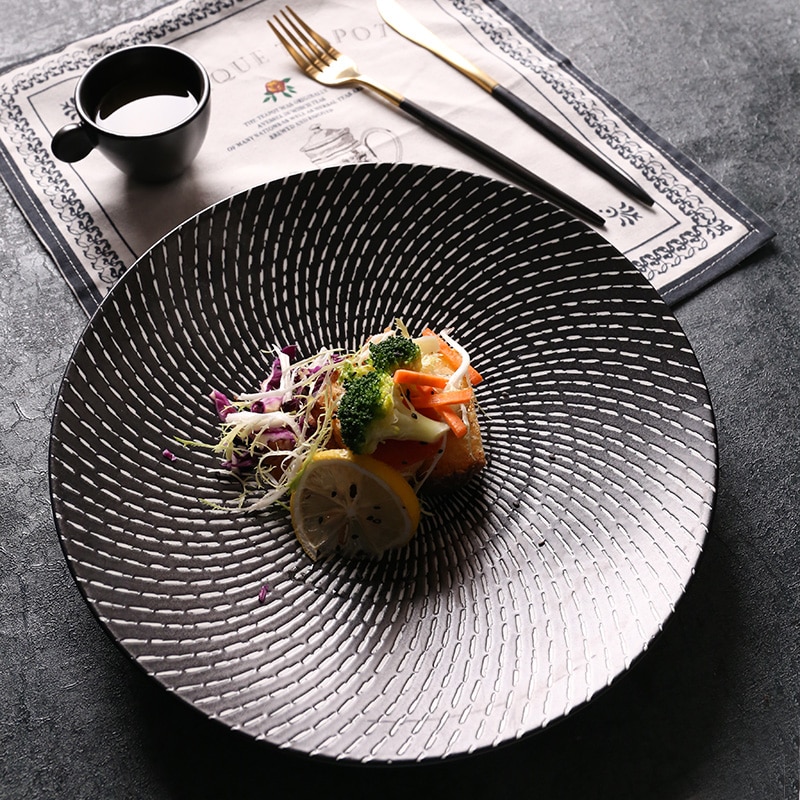 Western-style Cutlery Black Spiral Texture Under G... – Grandado