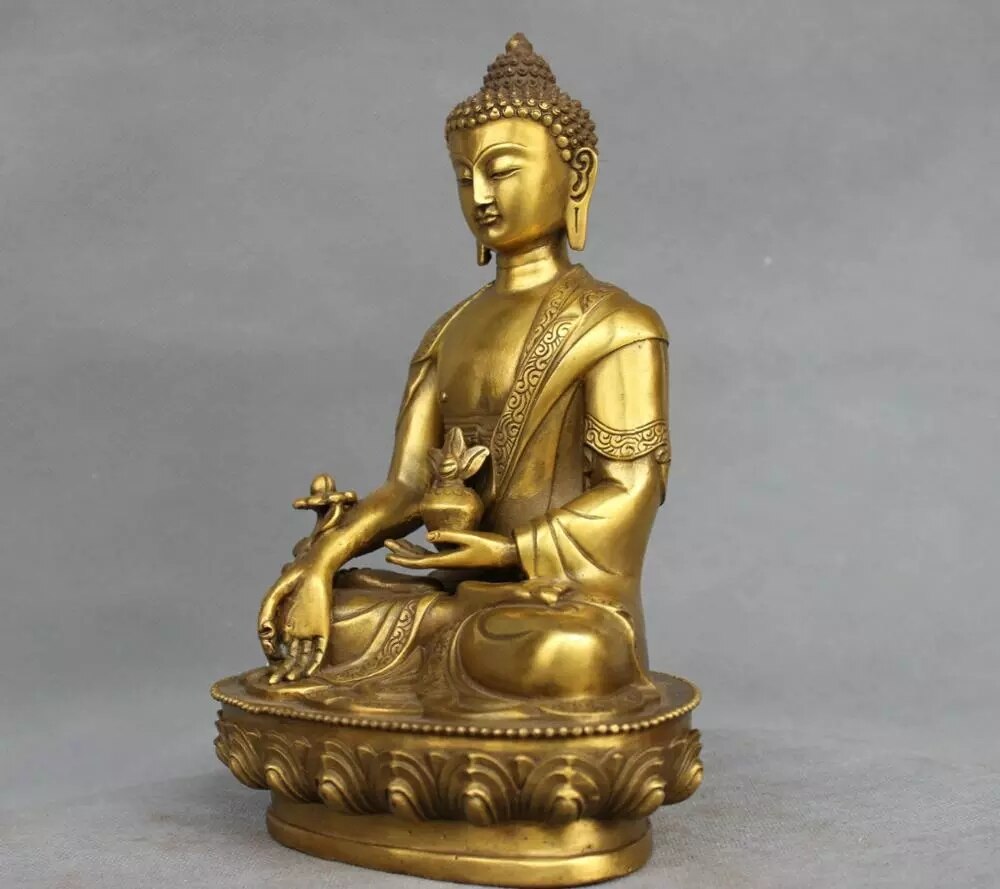 8" Tibet Pure Bronze Medicine Buddha Bhaisajy... – Grandado