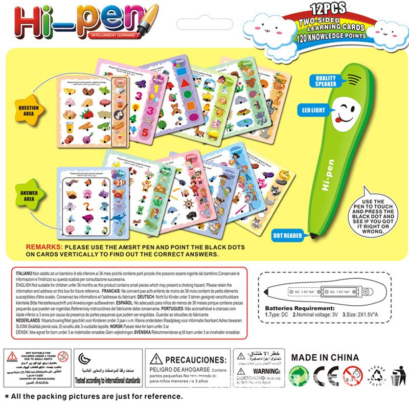 Kids Children's English Learning Pen Toys 12 Cards... – Grandado