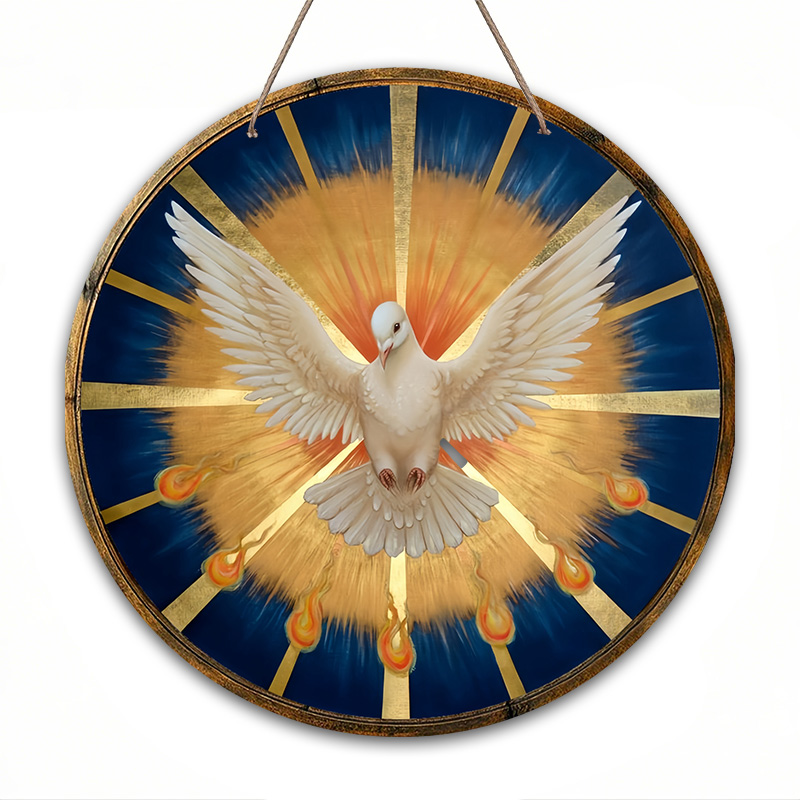 Dove on Blue Background Festive Wall Decoration Ar... – Grandado