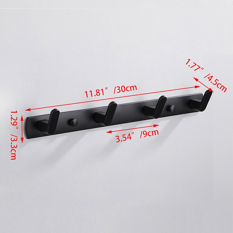 3/4/5/6 Hooks Aluminium Wall Mount Robe Rack Black... – Vicedeal