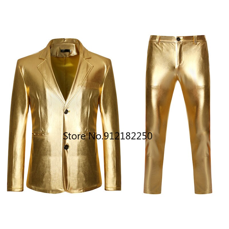 Men's Shiny Gold 2 Pieces Suits (Blazer+Pa... – Vicedeal