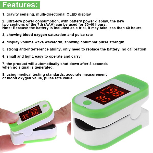Spot Digital Finger Oximeter OLED Pulse Oximeter D... – Grandado
