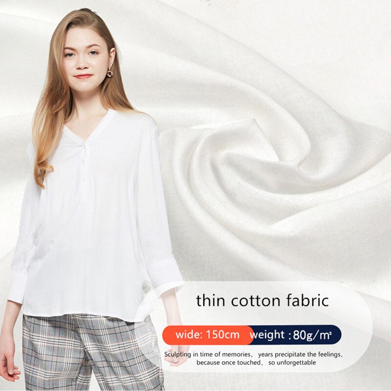 Half Meter White Fabric 100% Cotton Poplin Thin Fa... – Vicedeal