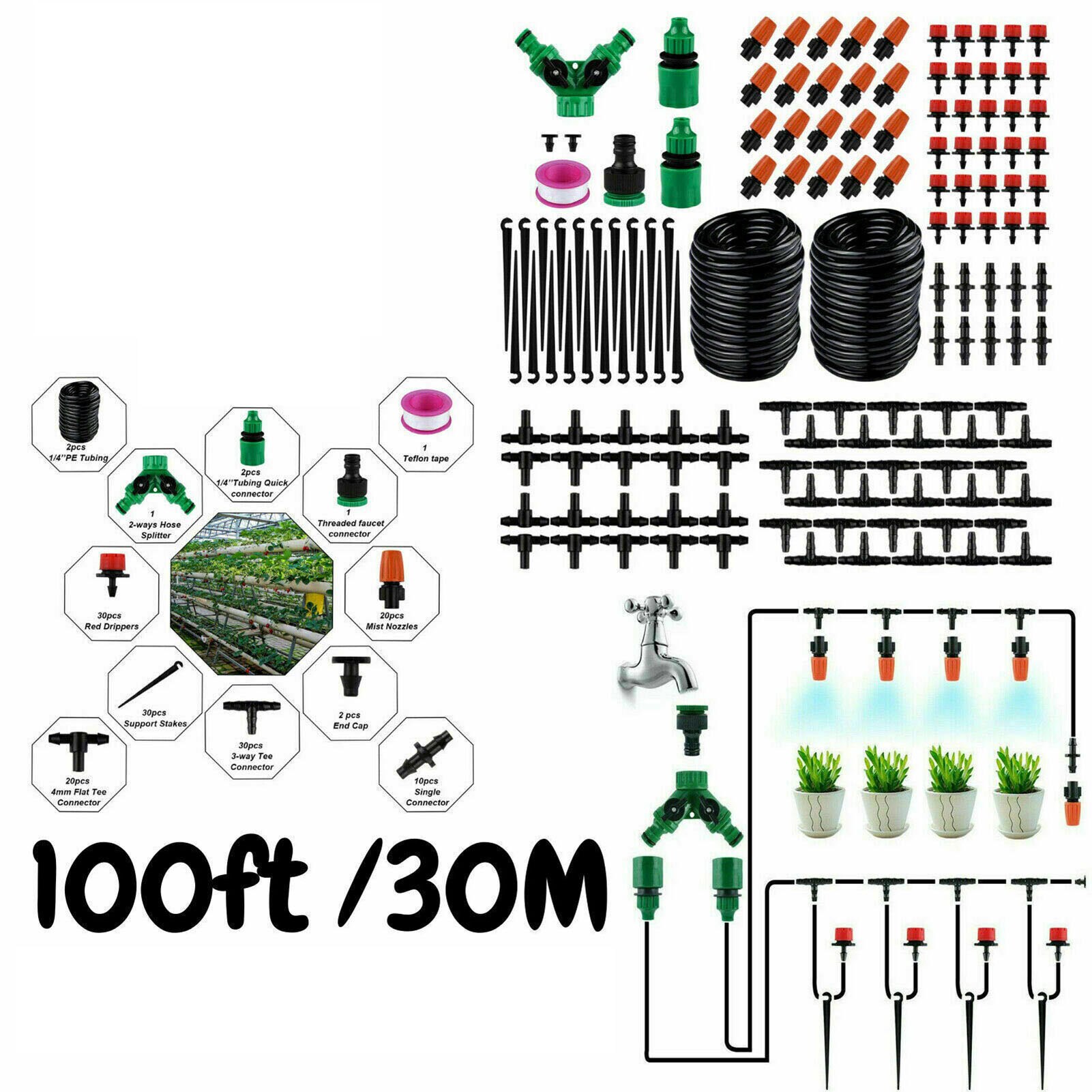 100ft 30M Auto Drip Irrigation System Kit Timer Mi... – Grandado