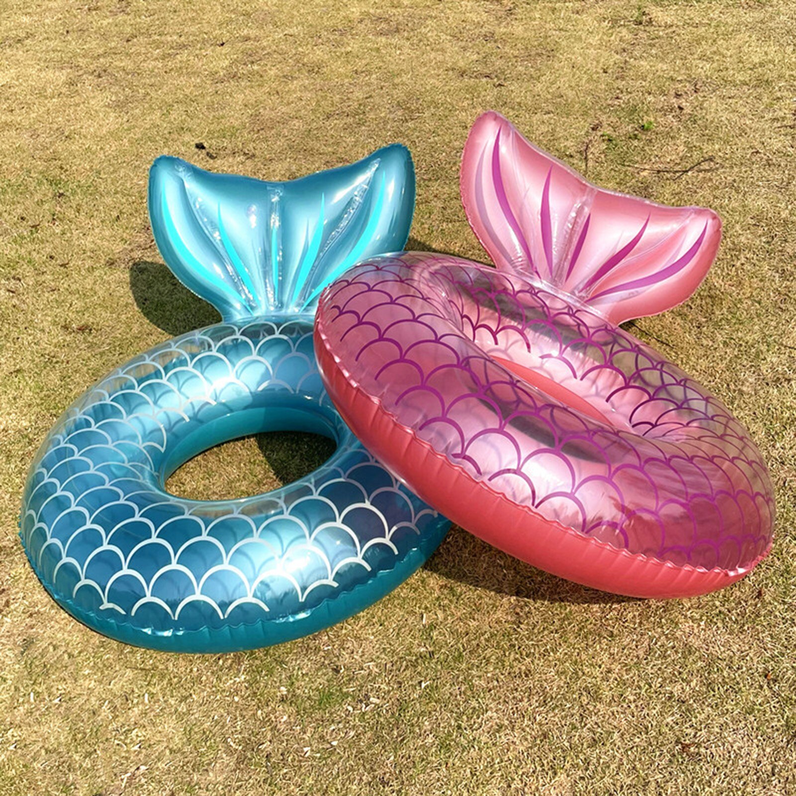Cute Inflatable Mermaid Tail Swimming Ring Outdoor... – Vicedeal