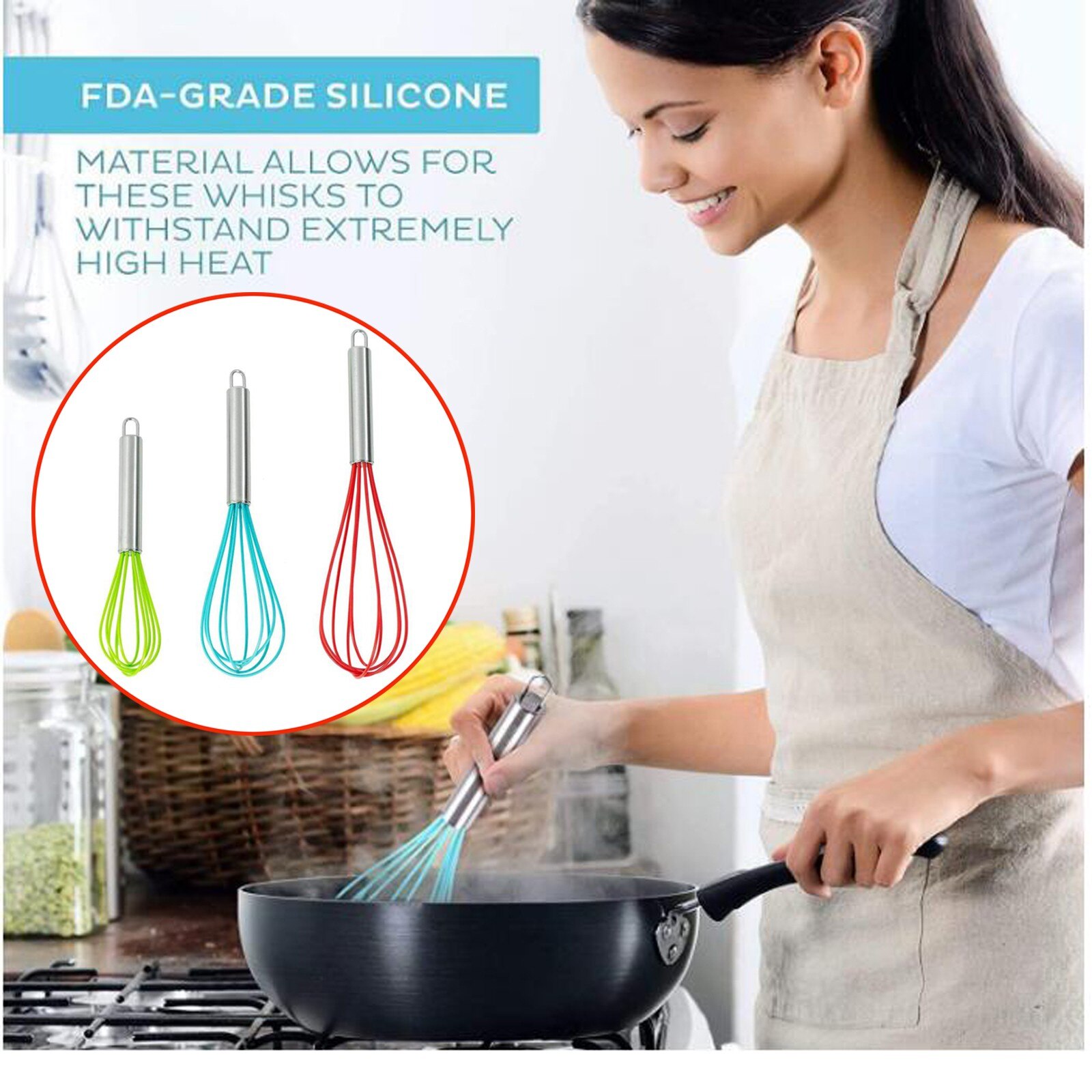 Kitchen whisk high silicone non-toxic whisk with h... – Grandado