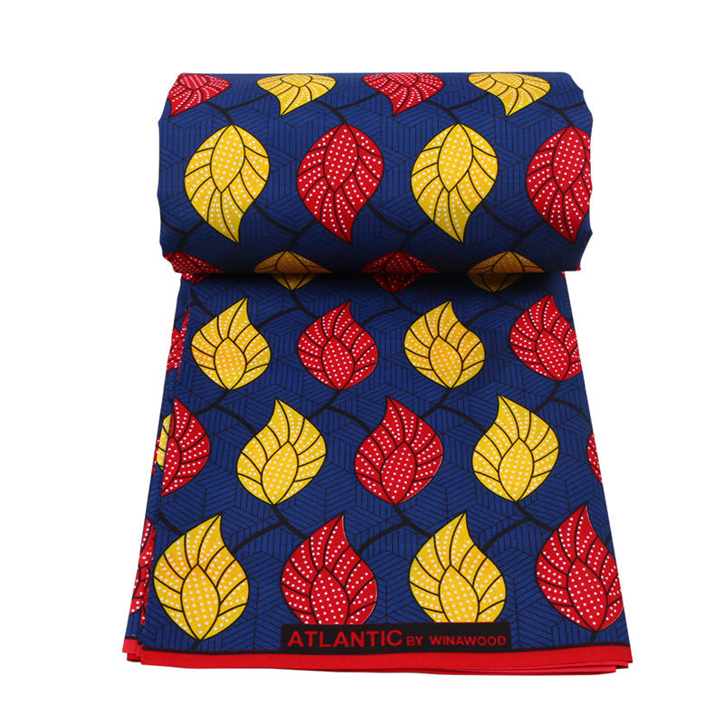 100% Polyester Yellow And Red Leaf Print Fabric Pa... – Grandado