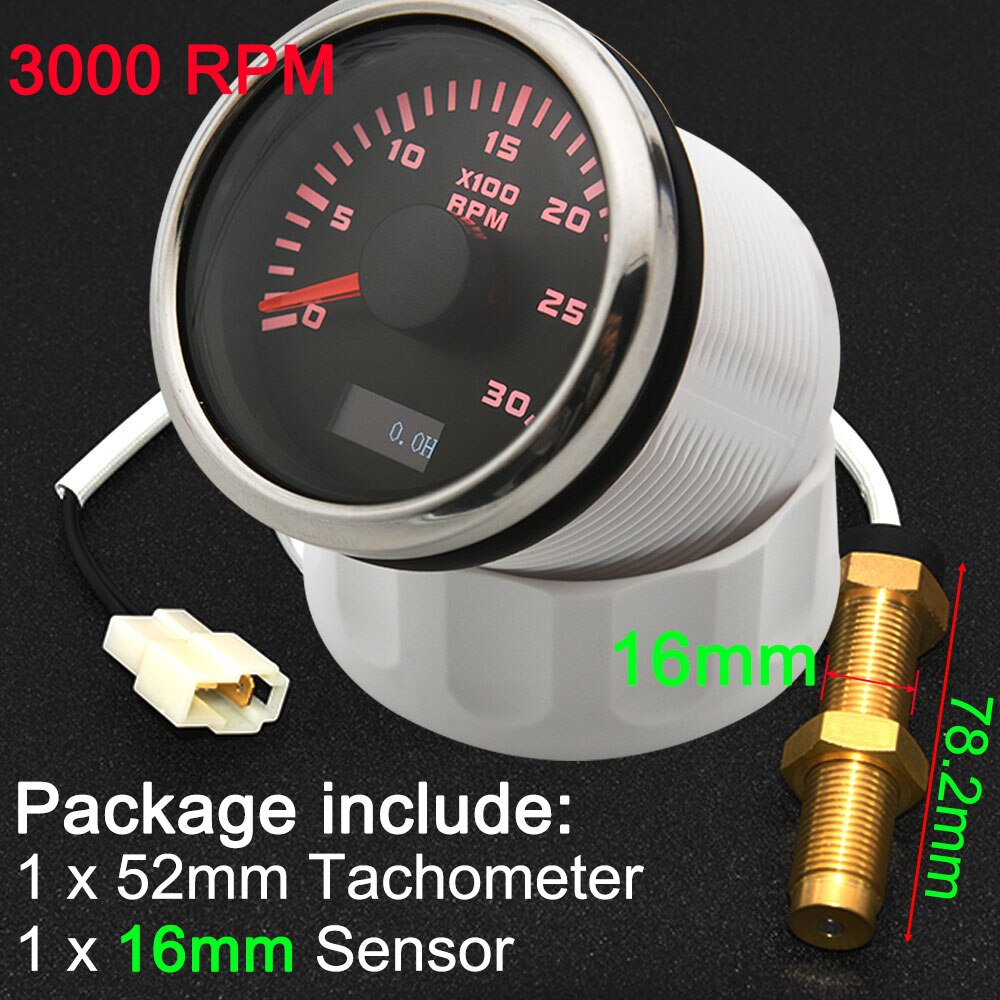 H 52mm Tachometer Mit Sensor M16 Tacho Messgerät 0... – Grandado