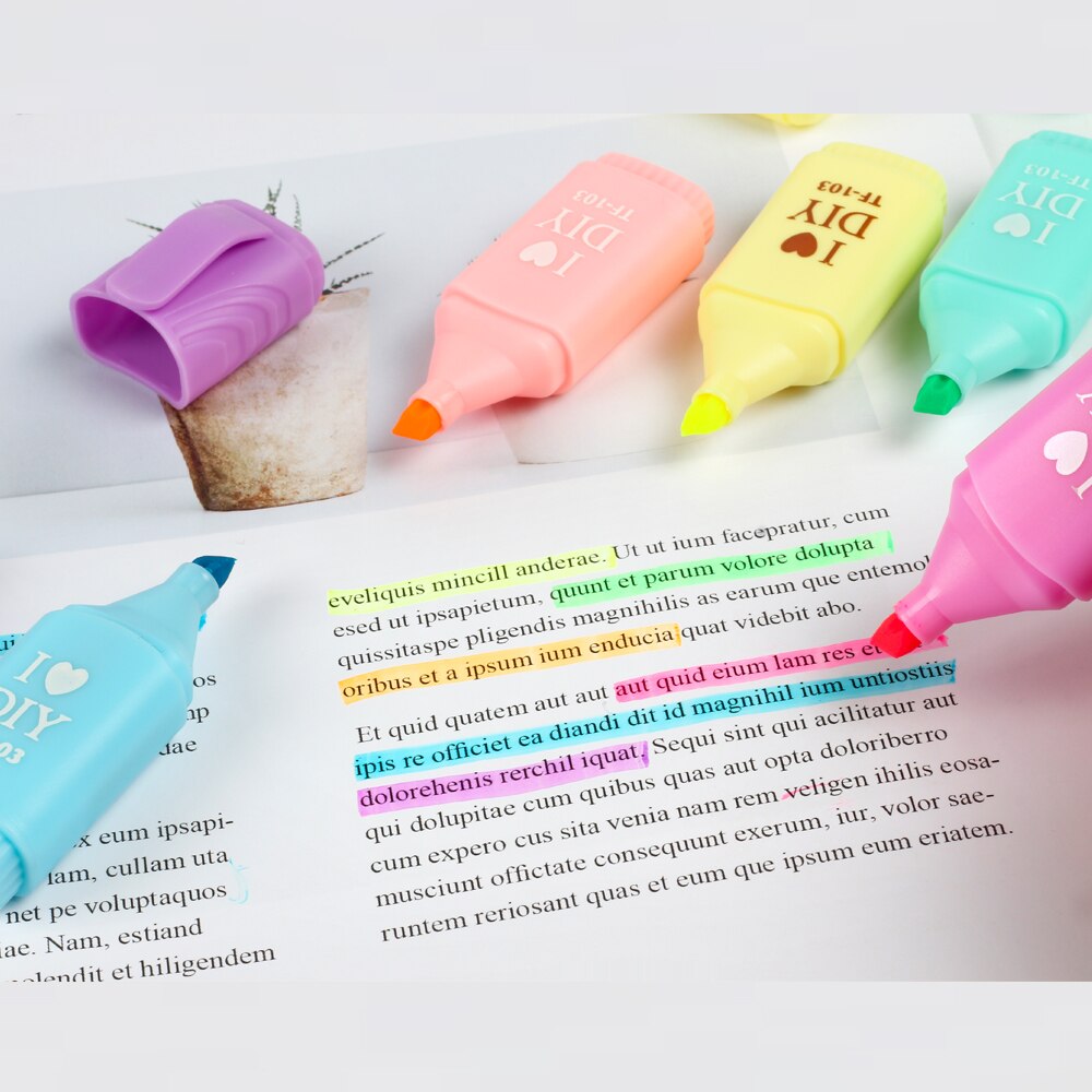 6pcs/set Mini Fluorescent Highlighter Pen Neon Col... – Grandado