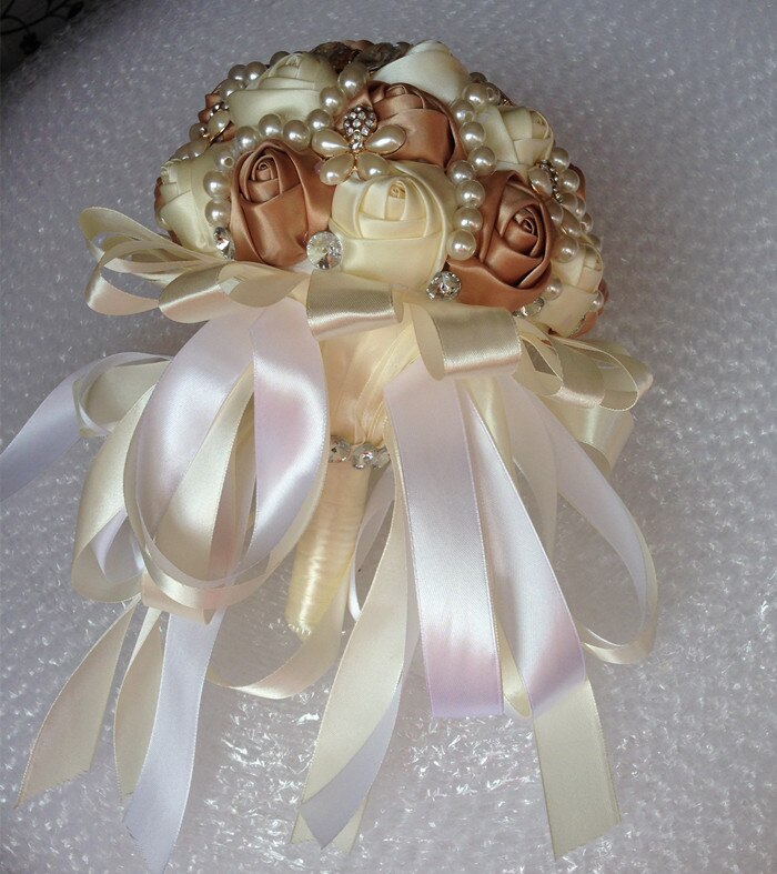 Purple Blue Ivory Wedding bouquet With Crystal Vin... – Vicedeal