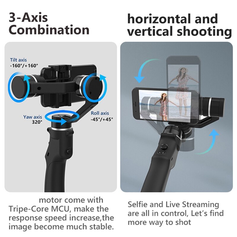 3-Axis Handheld Gimbal Stabilizer Draadloze Blueto... – Grandado