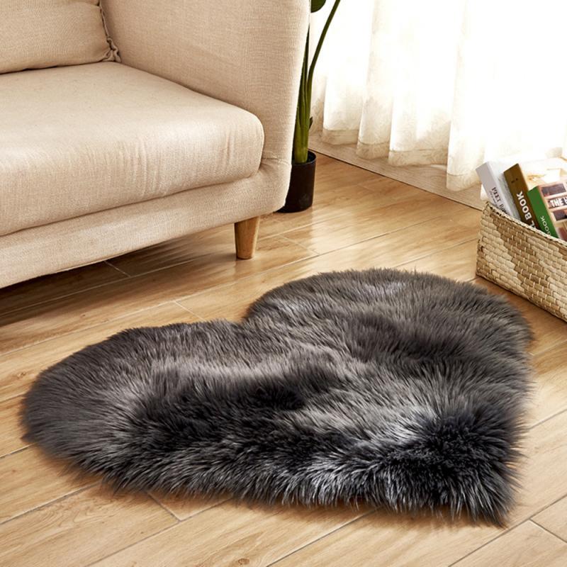 Washable Love Heart Rugs Artificial Wool Sheepskin... – Grandado