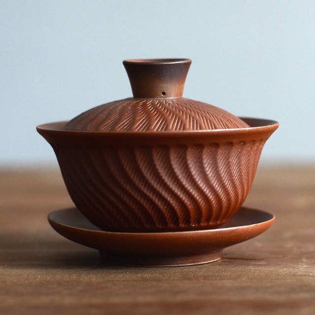 Vintage Coarse Pottery Gaiwan Japanese Ceramic Tea... – Grandado