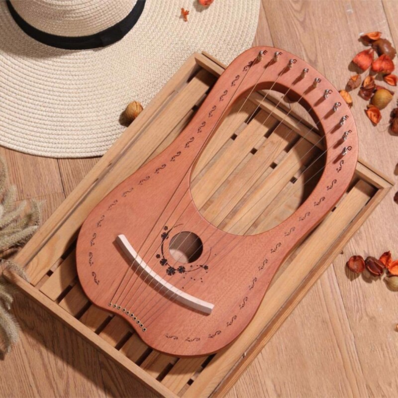 Lyre harpe, 10 cordes bois corps bois placage haut... – Grandado