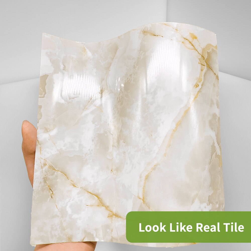 Funlife® White and Gold Marble Wall Sticker Self-A... – Grandado