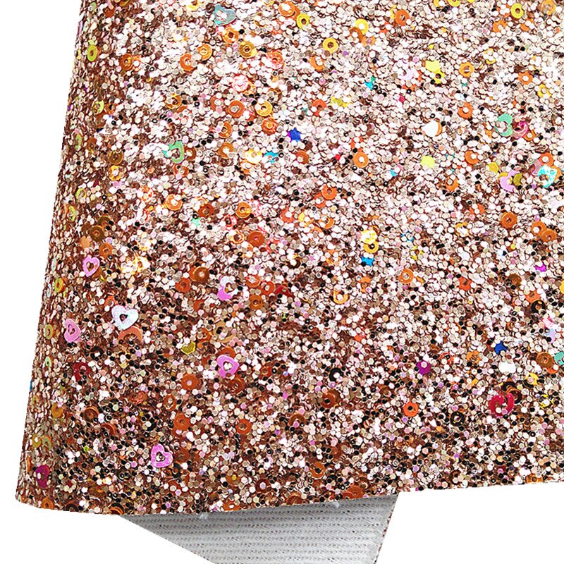 Rosa guld chunky glitter læder blomster trykt glit... – Grandado