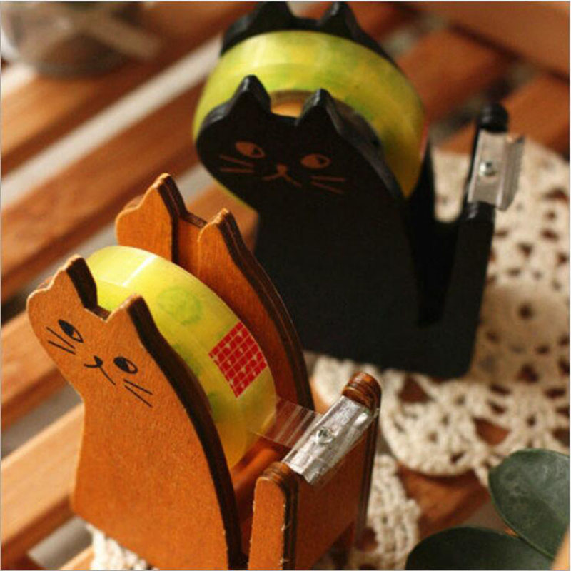Cute cat wooden tape Dispenser / Tape holder / Tap... – Grandado