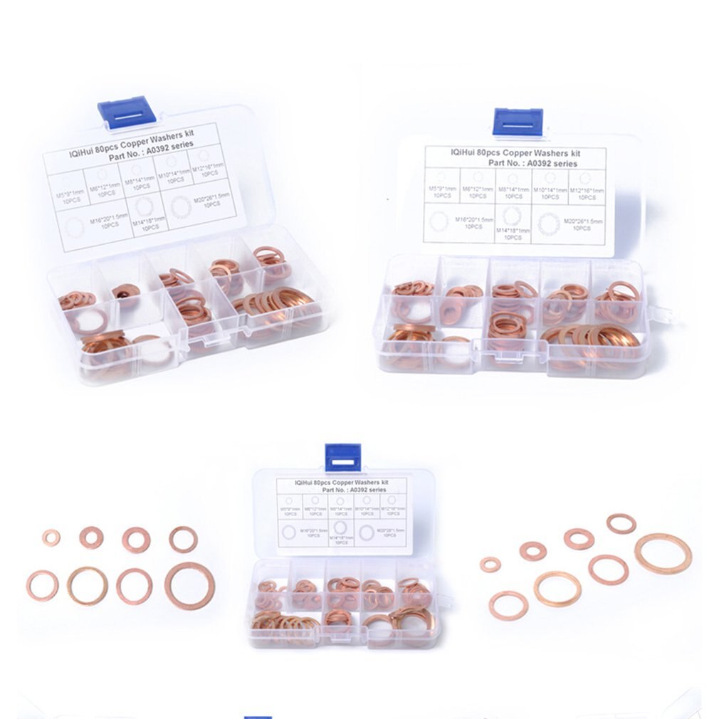 80pcs Solid Copper Washers Assorted Copper Gasket ... – Grandado