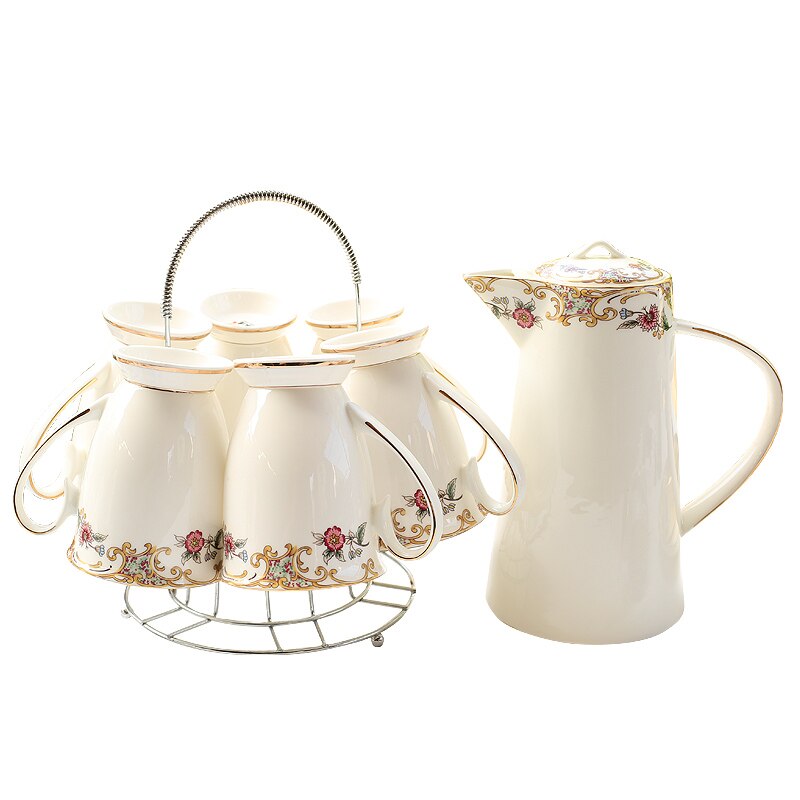 8pcs set, real bone china tea set with steel stand... – Grandado