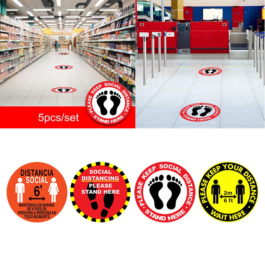 5 Pack Social Distancing Floor Decals Safety Floor... – Vicedeal