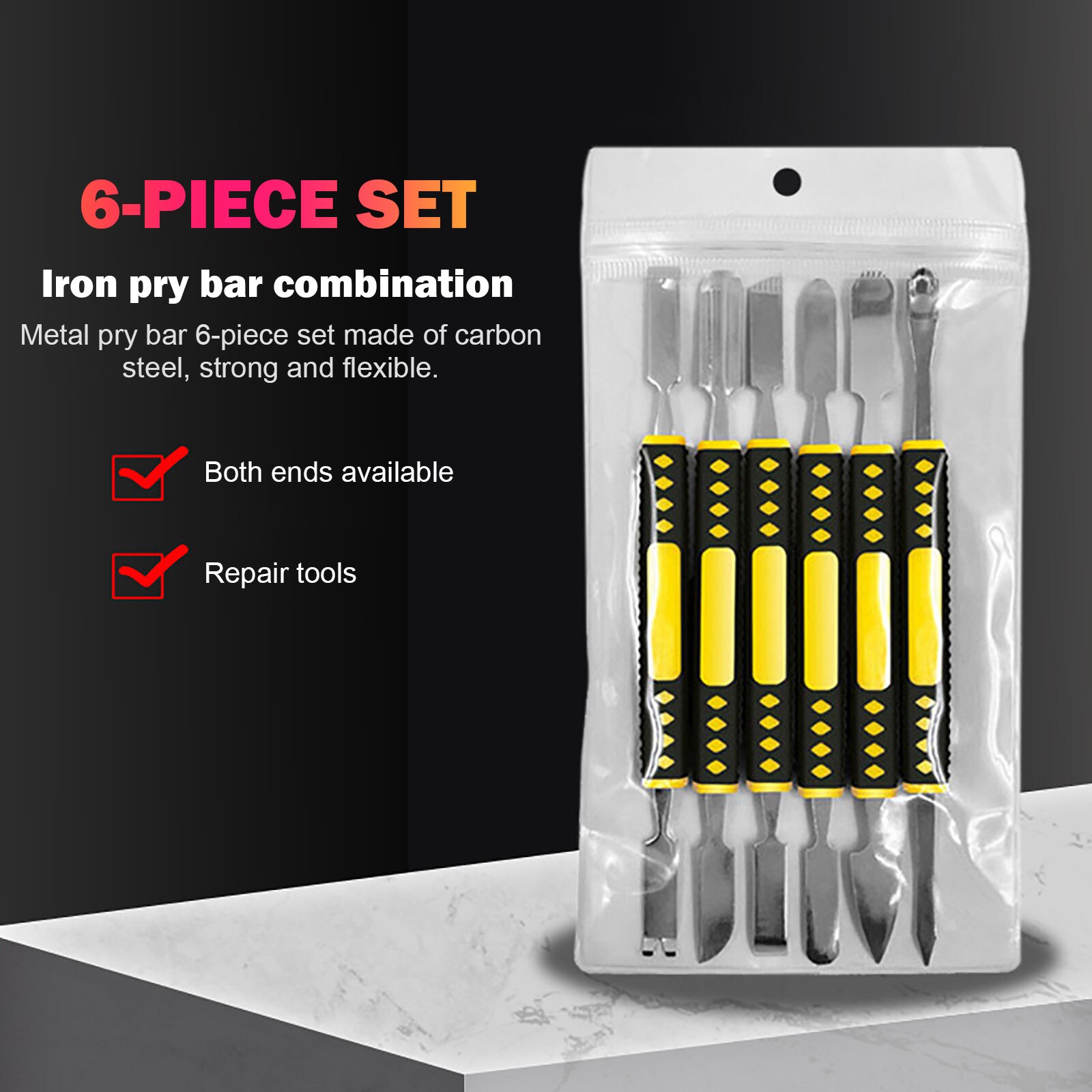 Metal Crowbar 6-Piece Set Portable Double-Ended Me... – Vicedeal