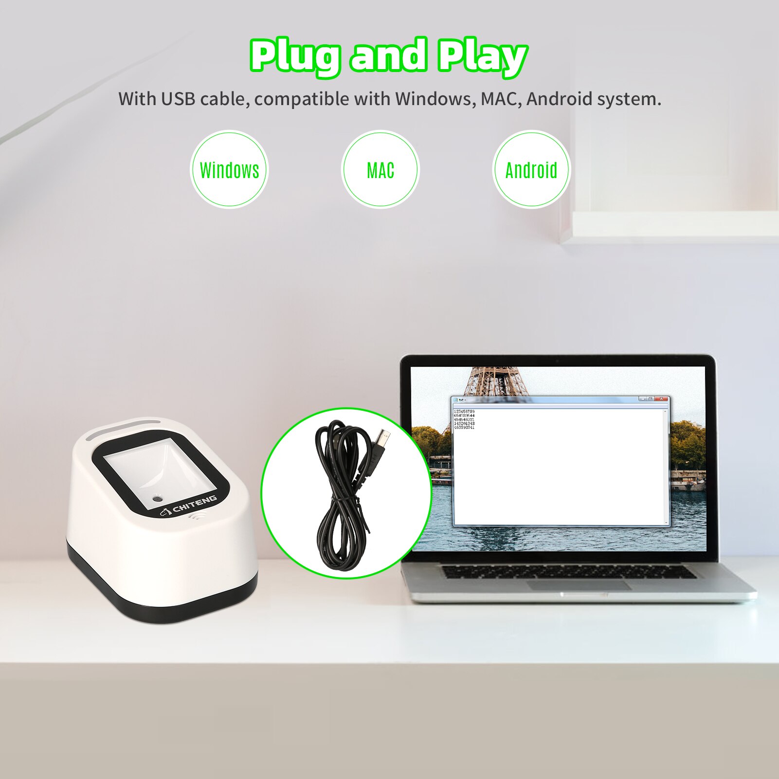 Omnidrectional Desktop Hands-free 1D 2D QR Barcode... – Grandado