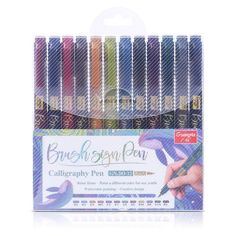 12pcs Retro Color Calligraphy Brush Sign Pens Set ... – Vicedeal