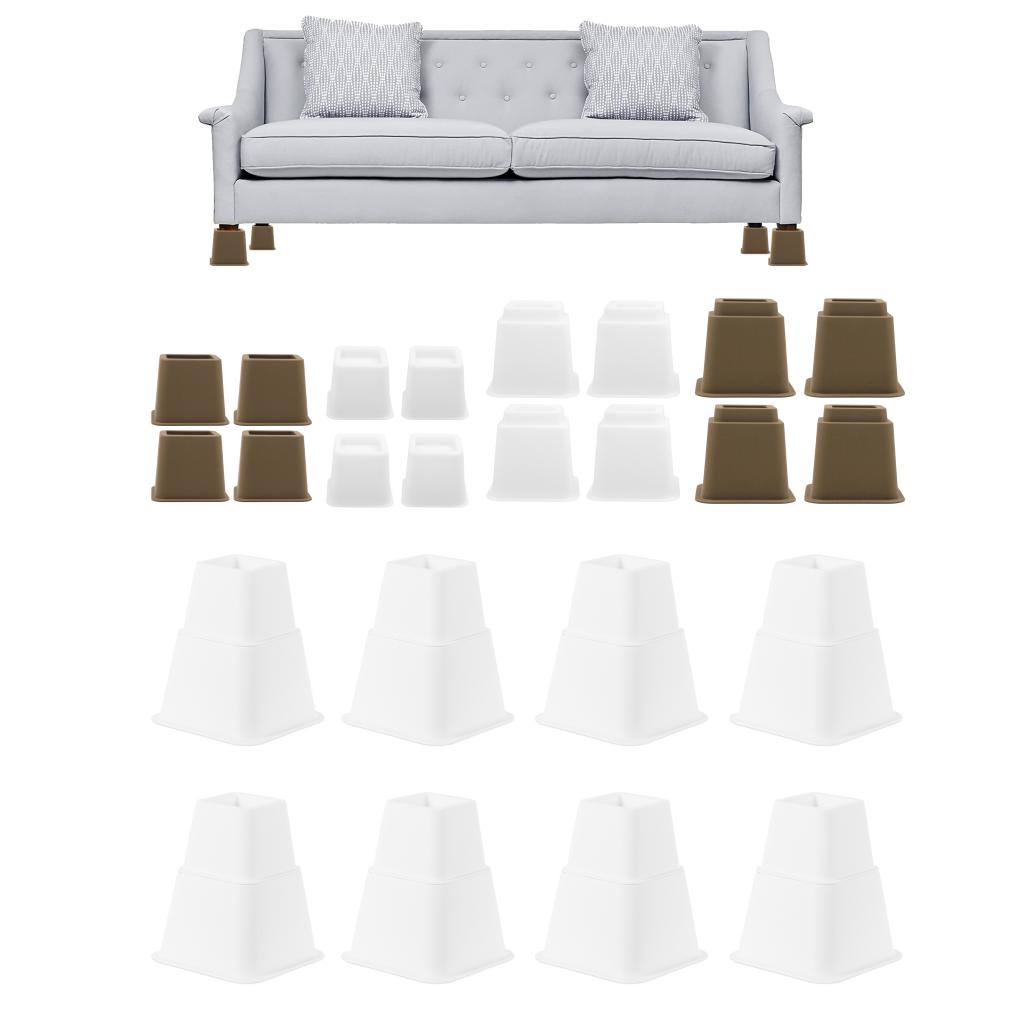 4 Piece White/Brown Furniture Risers Adjustable So... – Vicedeal