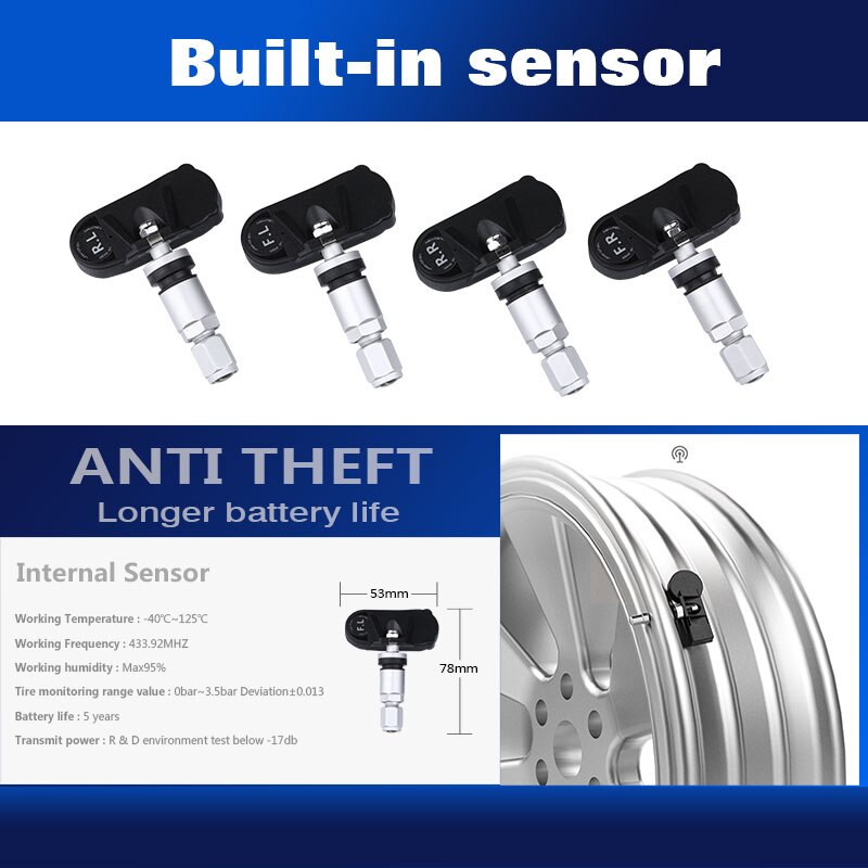 TPMS Wireless Car Alarm Tire Pressure Monitoring S... – Vicedeal