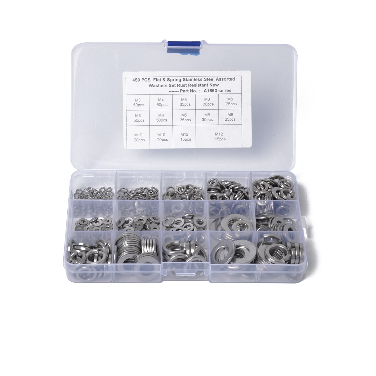 450PCS Set Stainless Steel Flat Washers Spring Was... – Grandado