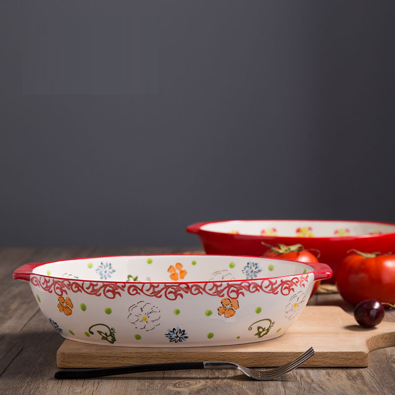 Ceramic Bakery Cheese Baked Rice Oval Plate Wester... – Vicedeal