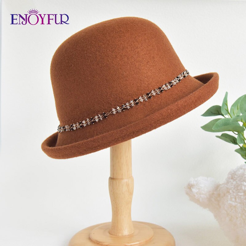 ENJOYFUR Winter Fedora Hats For Women Warm Austral... – Grandado