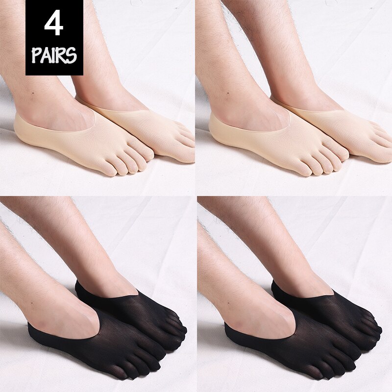 4 Pairs/Lot Plus Size Men's 5 Finger Invisible... – Grandado