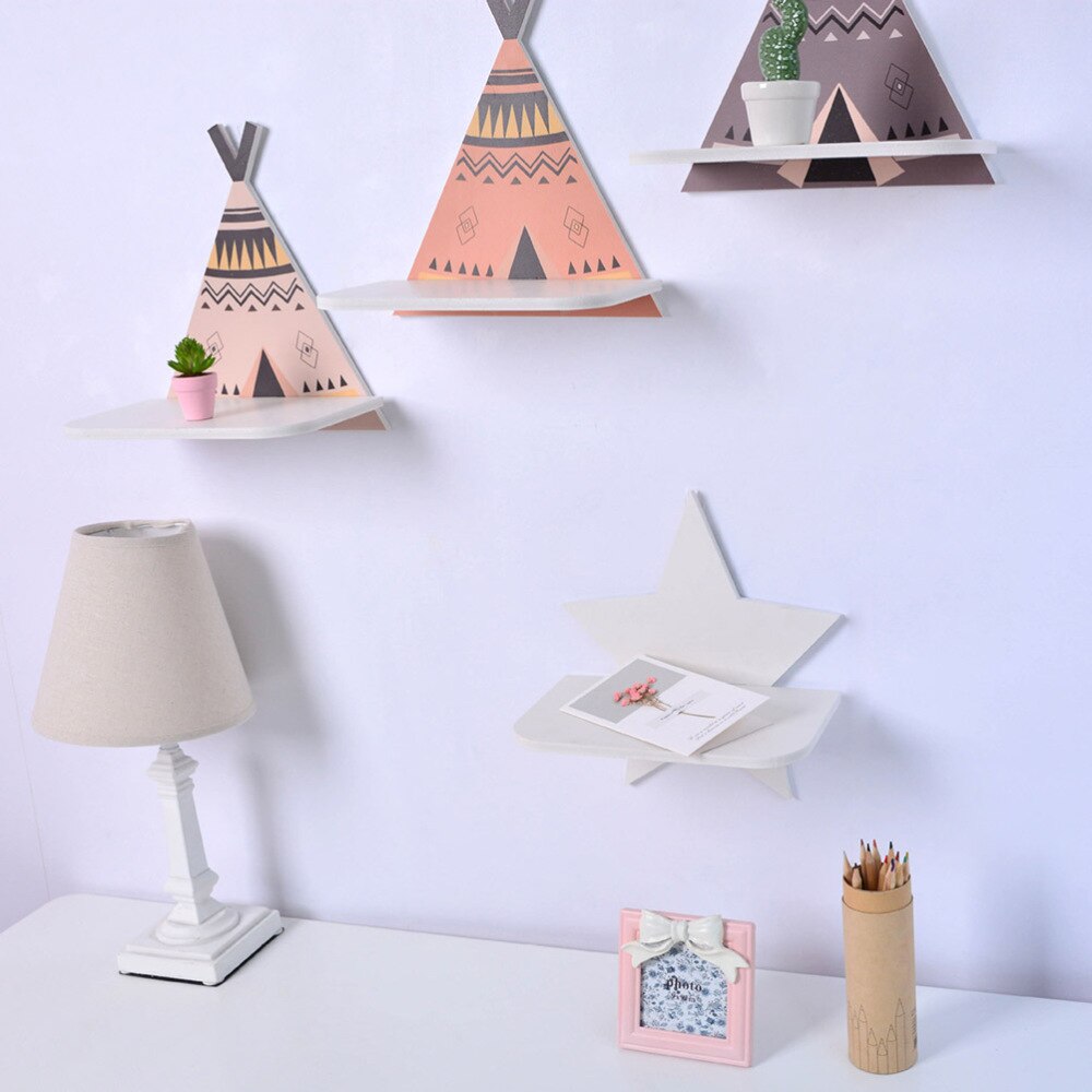 Wooden Wall Shelf Star Shape Storage Rack Pentagra... – Vicedeal