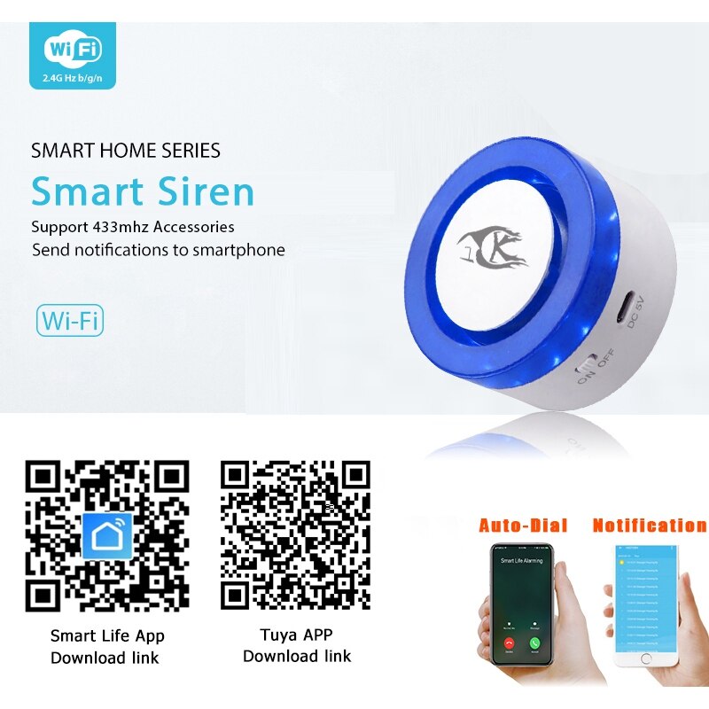 SMARSECUR Tuya Smart Home Security Wifi Alarm Sire... – Grandado