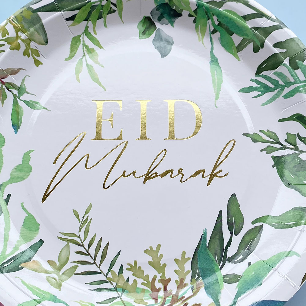 EID Mubarak Decor Paper Plates Cups Banner With Ba... – Grandado