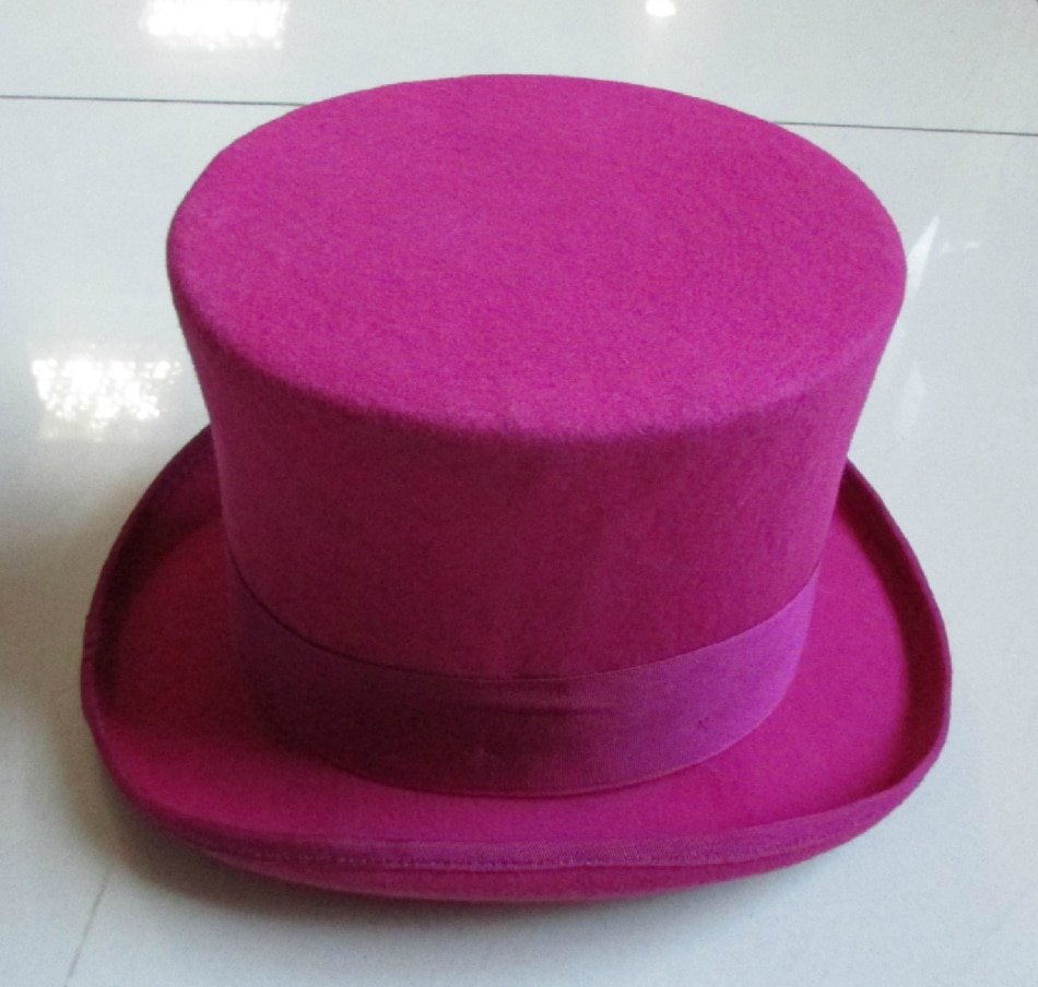 100% Wool Vintage Top Hat 18cm Tall Pink Crown Hat... – Vicedeal
