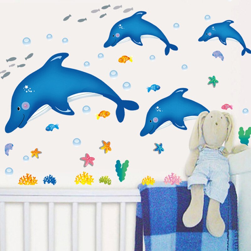 Cute Mermaid Dolphin Wall Stickers for Kids Rooms ... – Grandado