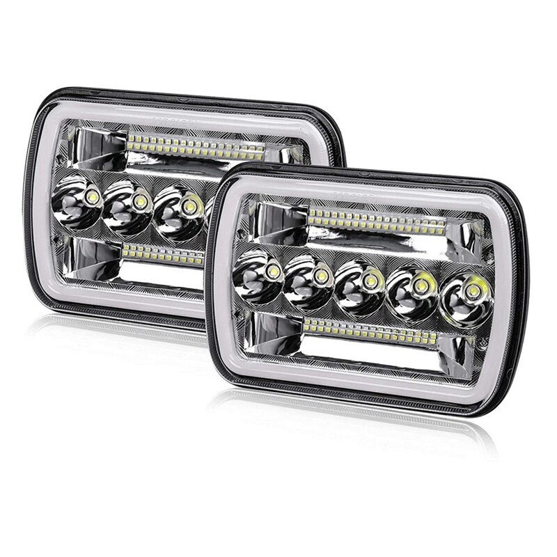 7X6 Inch 5X7 LED Headlights Hi/Lo Beam with DRL Sq... – Grandado