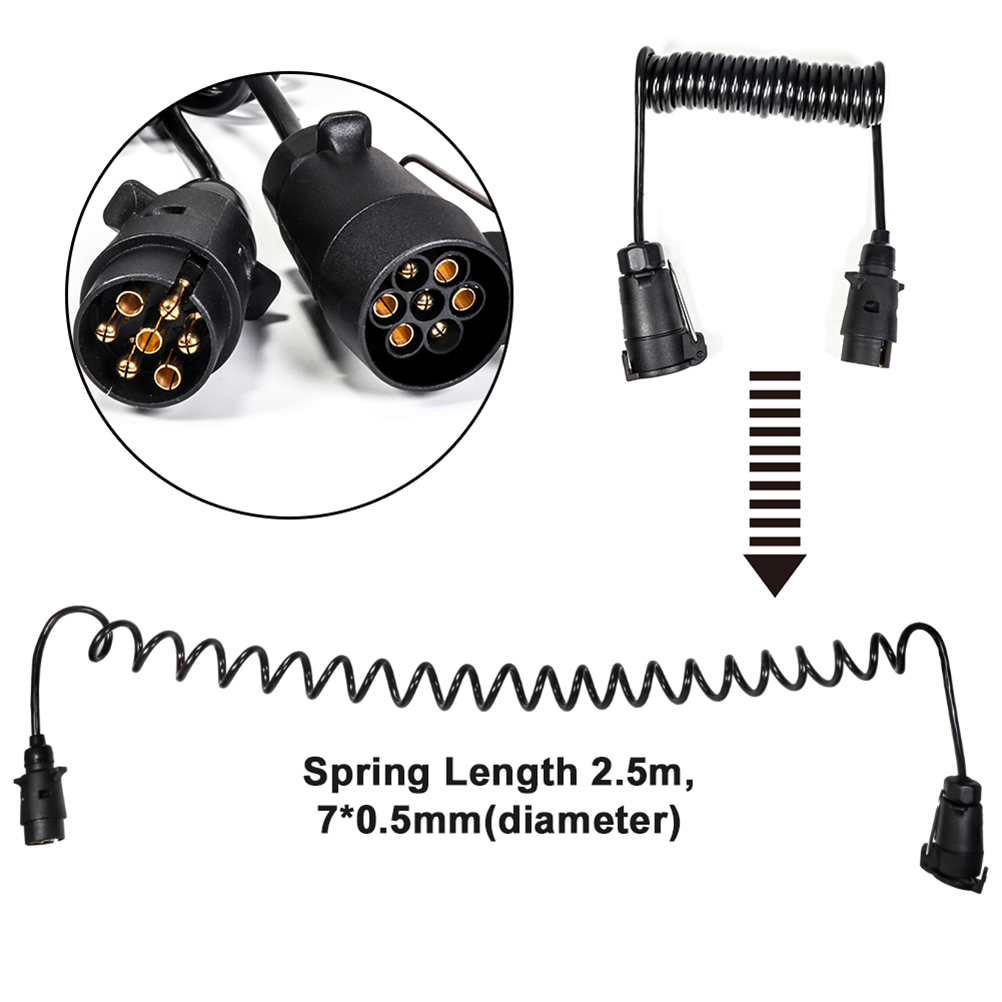 2.5m Spring Cable 7 Way Connector Plug Socket 7 Wi... – Vicedeal