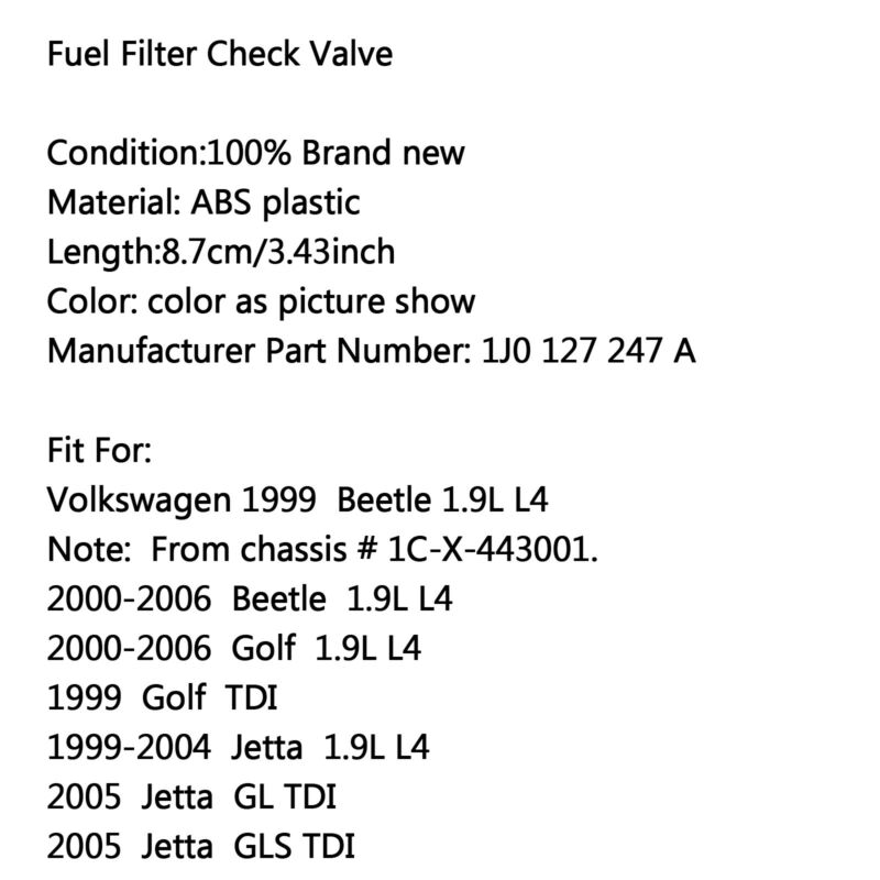 1.9 TDI Diesel Fuel Filter Check Valve For 1999-20... – Grandado