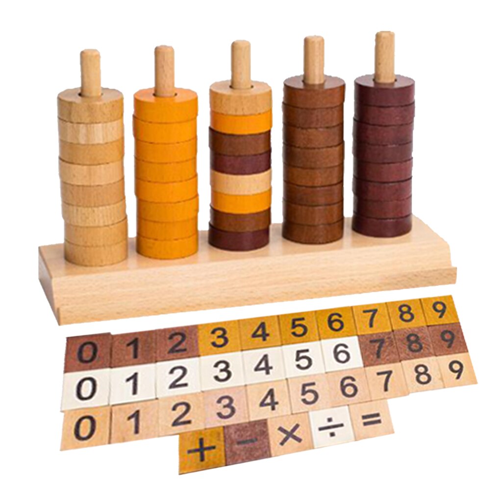 WOODEN MATH EDUCATIONAL BOARD BLOCK STACK SORT TOY... – Grandado