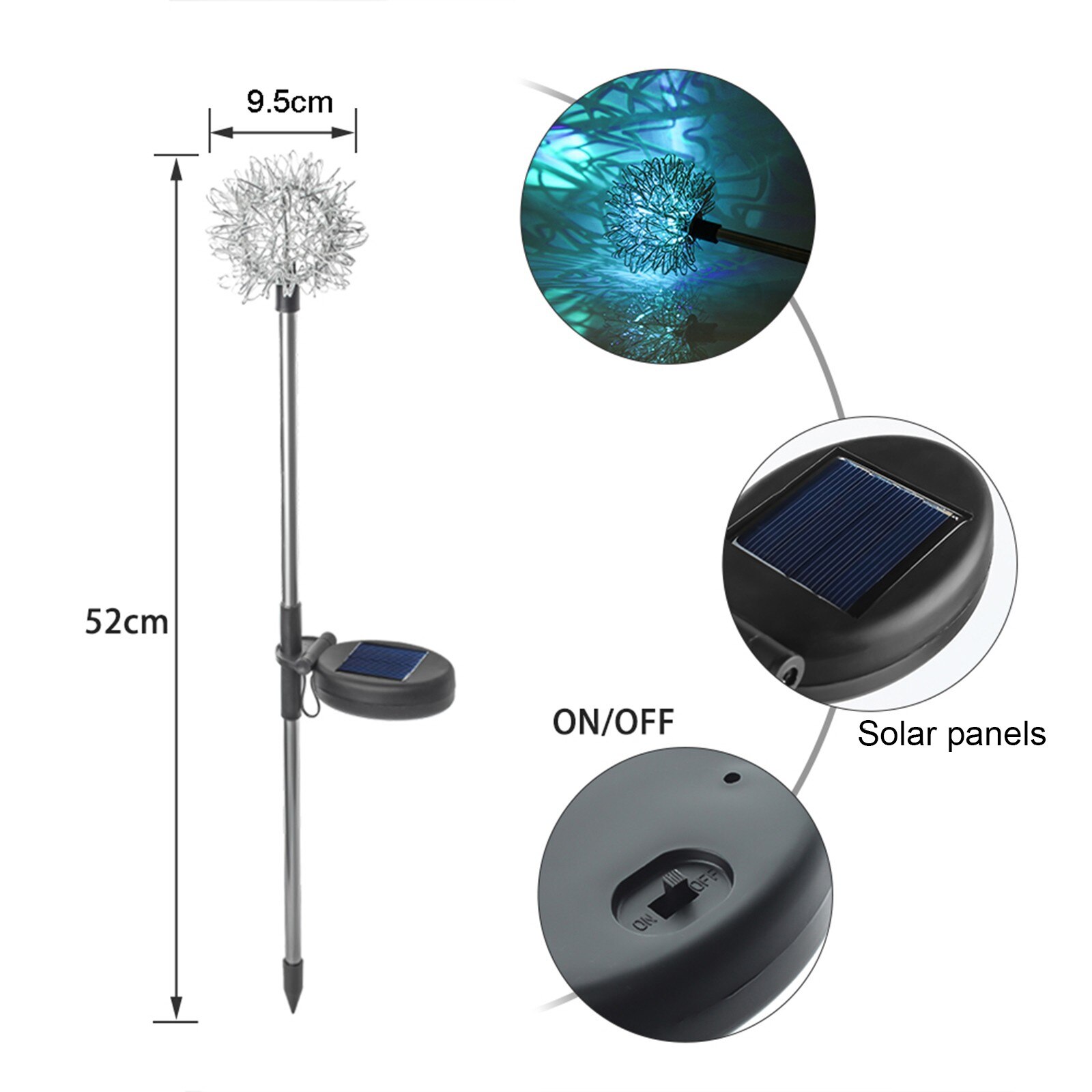 Solar Light Led Paardebloem Draad Bal Bloem Gazon ... – Grandado