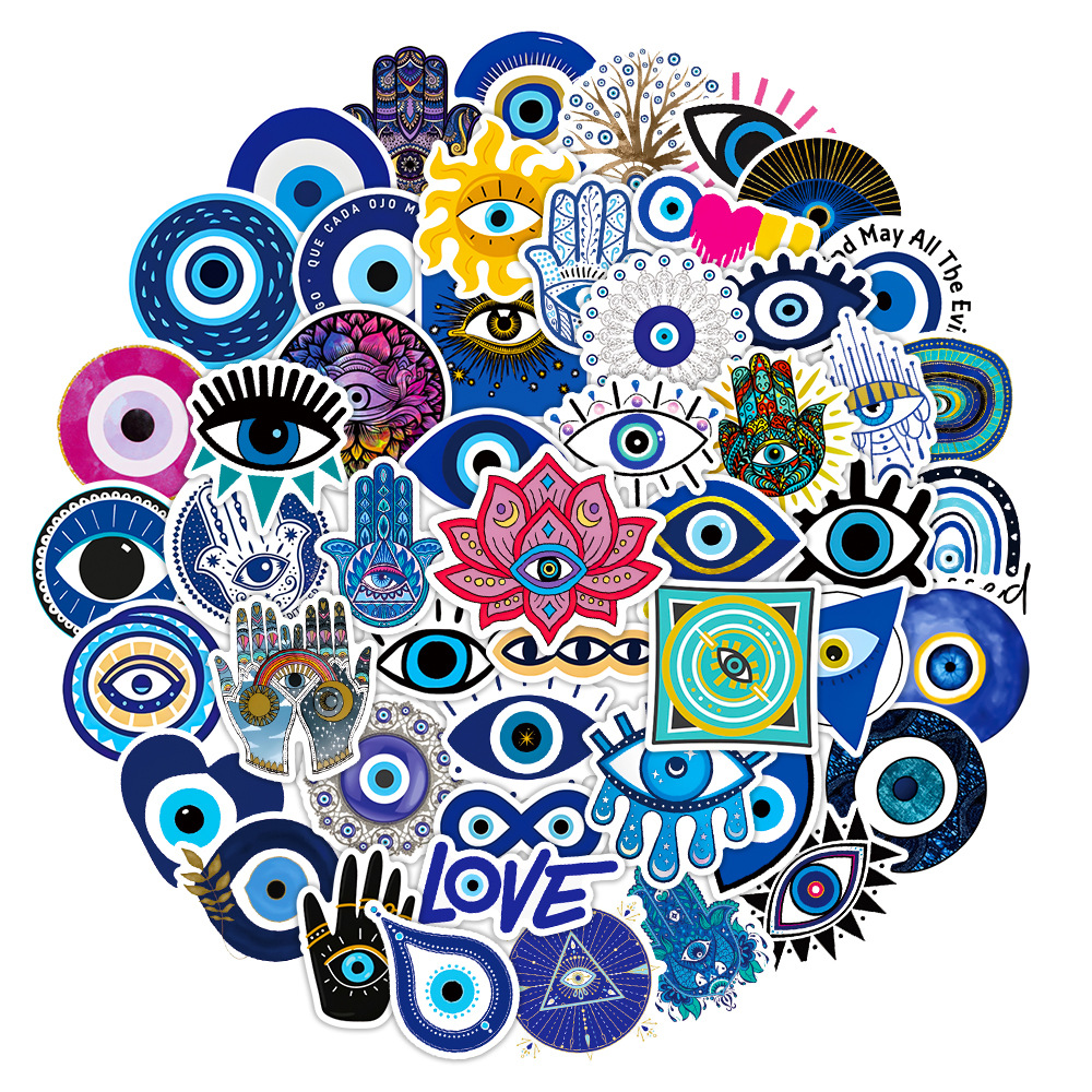10/30/50PCS Blue Style Evil Eyes Stickers Cartoon ... – Grandado