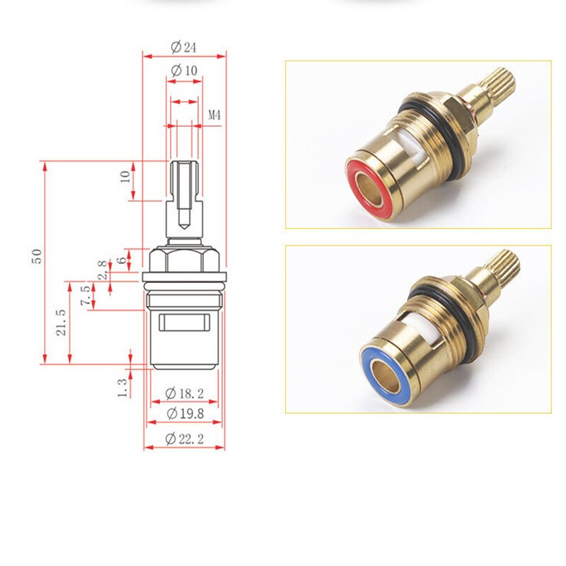 1 Pair 1/2" Replacement Brass Ceramic Disc Tap Val... – Grandado