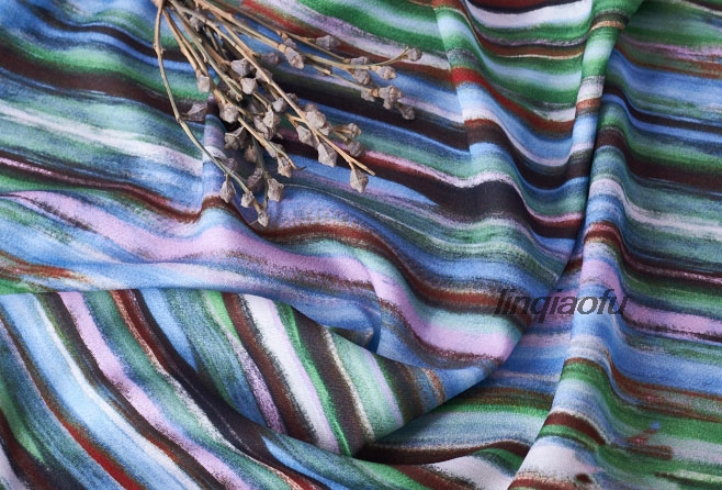 Printed fabric spring and summer silk linen vintag... – Grandado