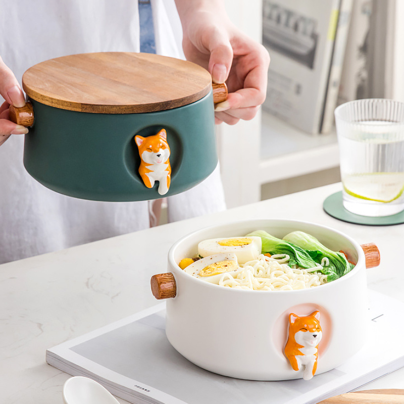 2021New Ceramic Shiba Inu Instant Noodle Bowl with... – Grandado